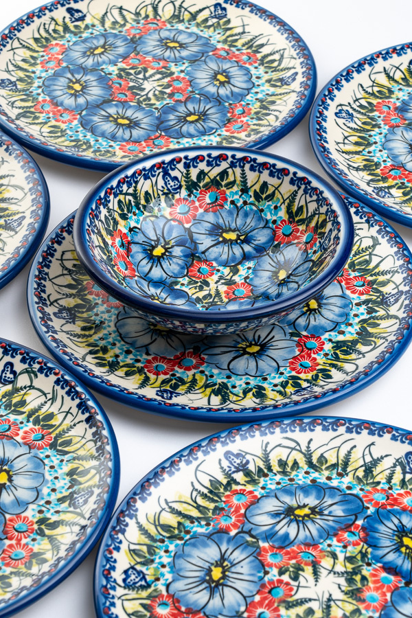 Zestaw Obiadowy 6 Osobowy Ceramika Bolesławiec, 20 Elementów, Ręcznie ...